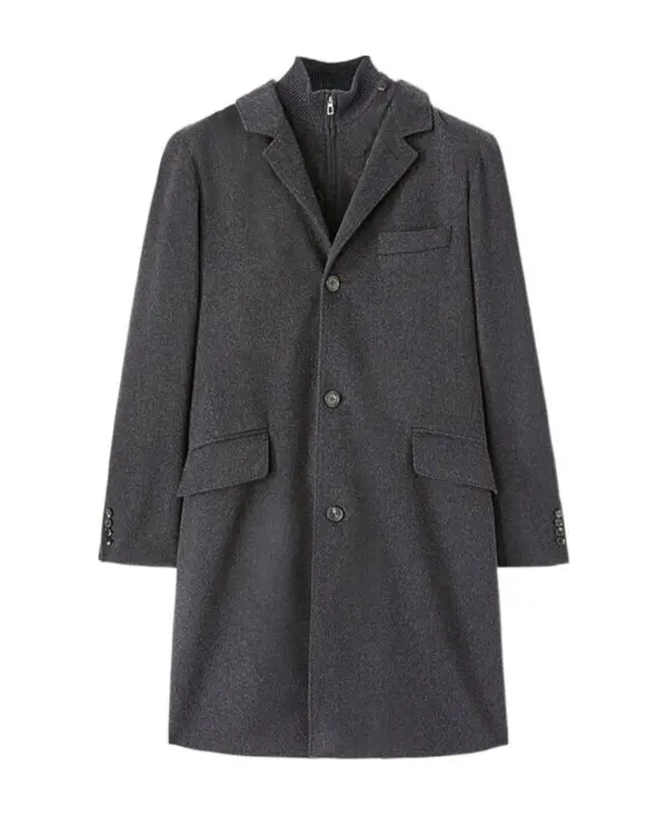 Loro Piana Long Sleeve Coat With Knitted Collar