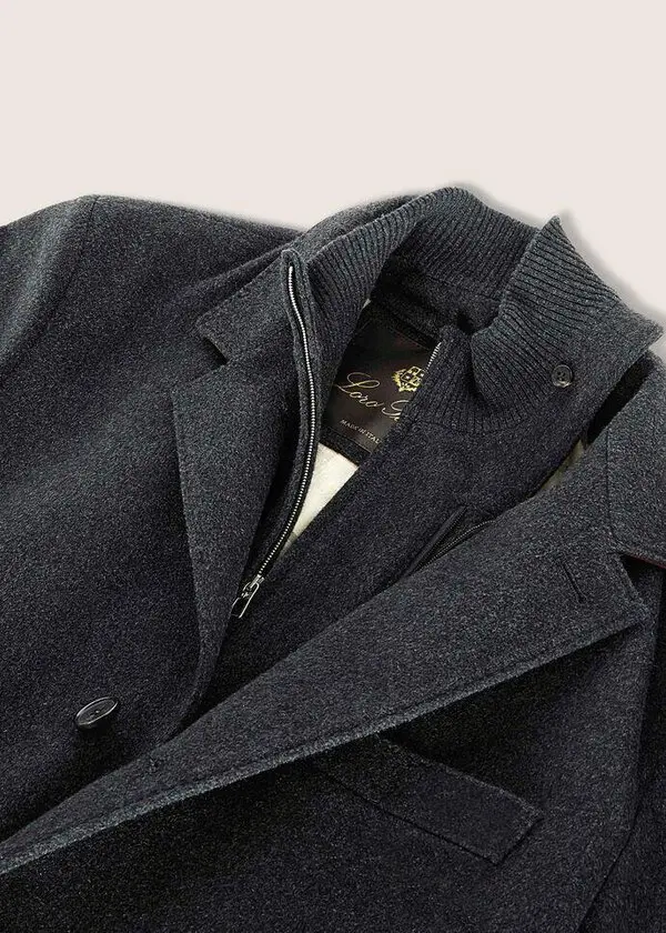 Loro Piana Long Sleeve Coat With Knitted Collar