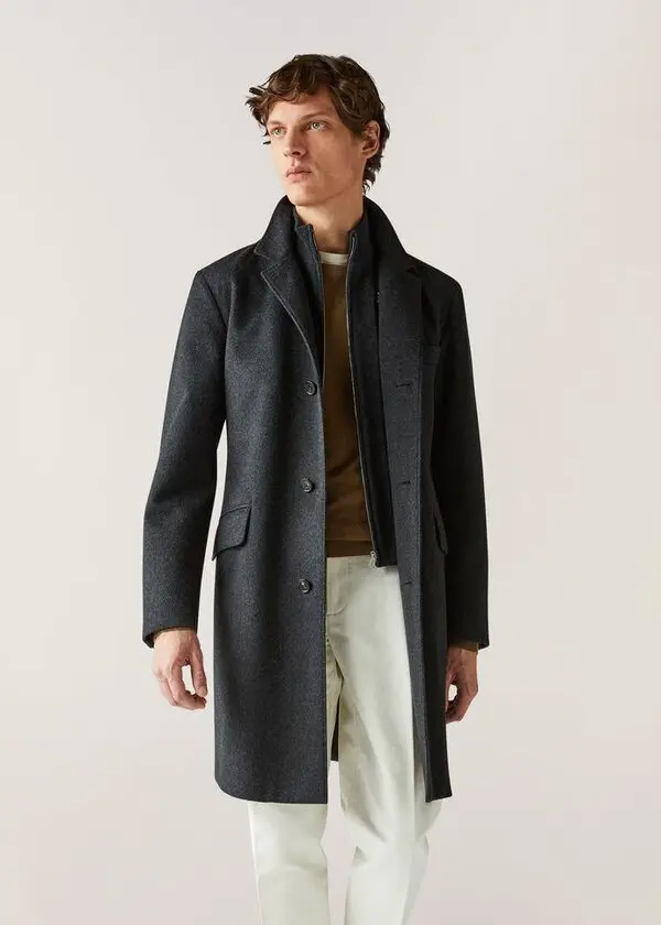 Loro Piana Long Sleeve Coat With Knitted Collar