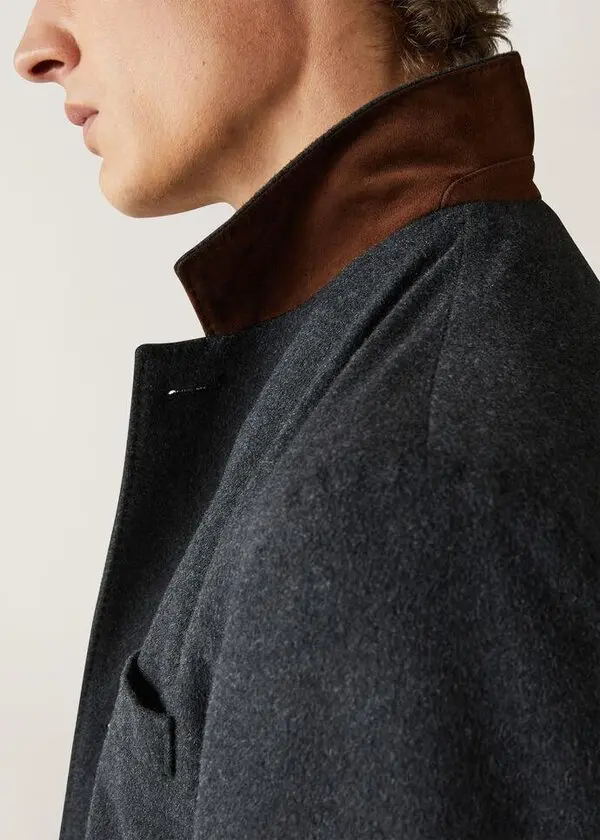 Loro Piana Long Sleeve Coat With Knitted Collar