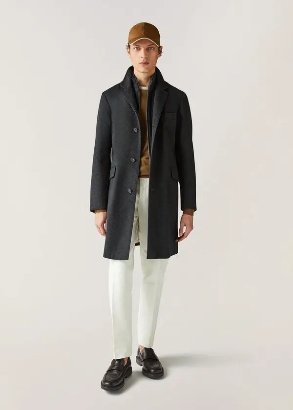 Loro Piana Long Sleeve Coat With Knitted Collar