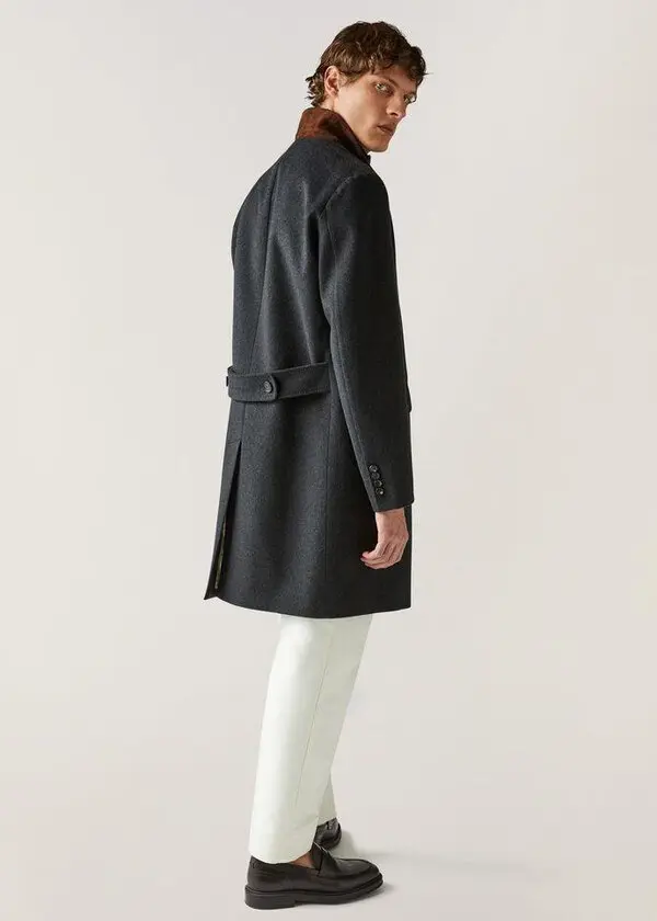 Loro Piana Long Sleeve Coat With Knitted Collar
