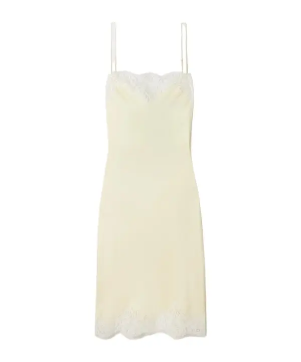 Stella McCartney Iconic Lace-trimmed Satin Midi Dress - Nude
