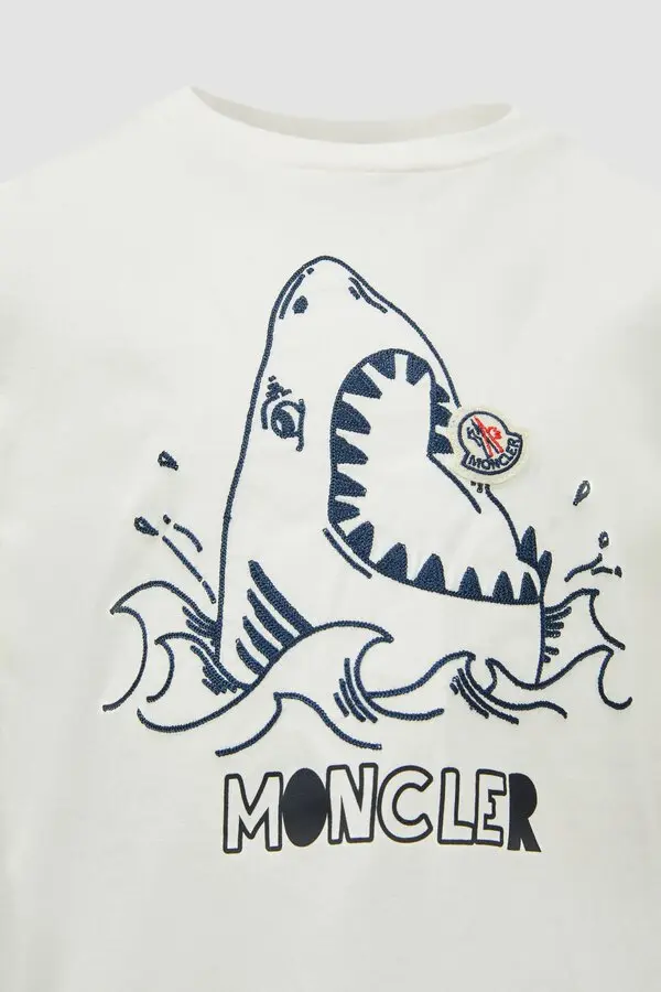 Moncler Embroidered Shark Motif Cotton Jersey T-shirt