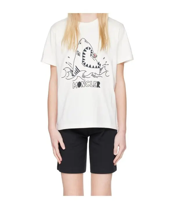 Moncler Embroidered Shark Motif Cotton Jersey T-shirt