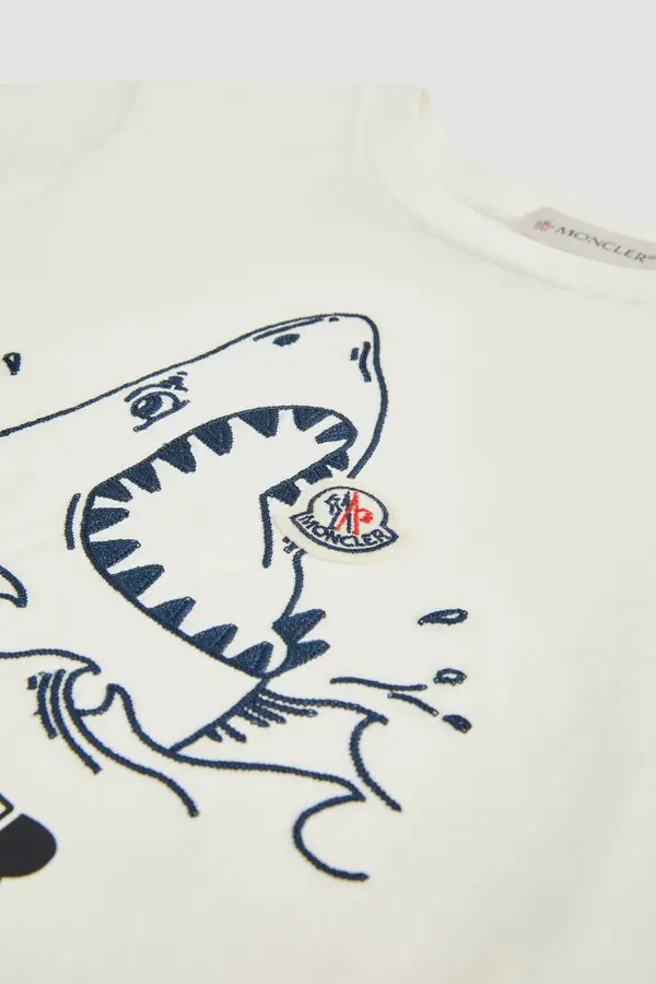 Moncler Embroidered Shark Motif Cotton Jersey T-shirt