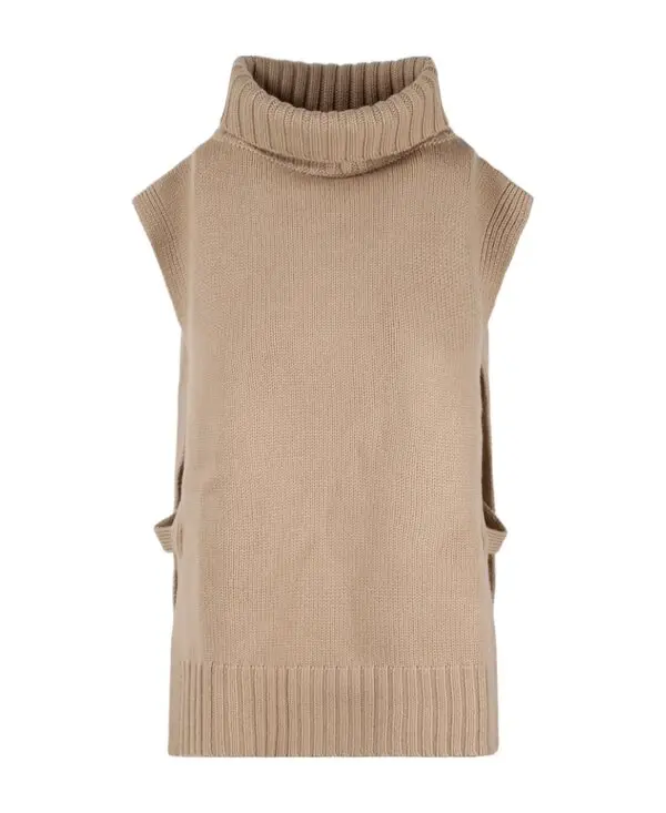 Vince Roll Neck Sleeveless Jumper - Nude