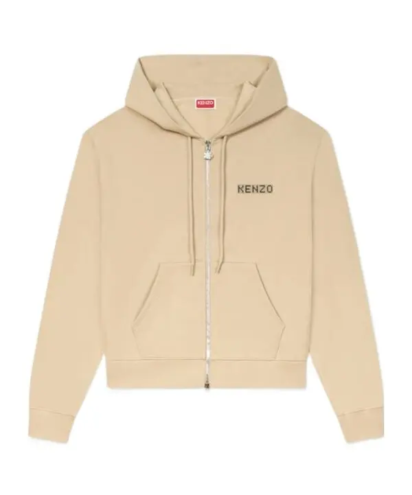 Kenzo City' Zip-up Hoodie In Cotton - Light Brown