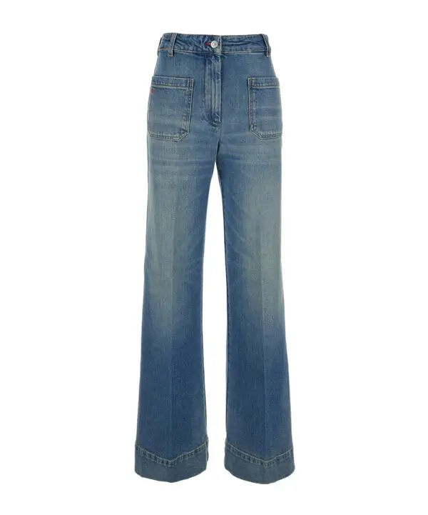 Victoria Beckham Straight-leg Jeans With Logo Embroidery