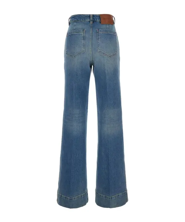 Victoria Beckham Straight-leg Jeans With Logo Embroidery