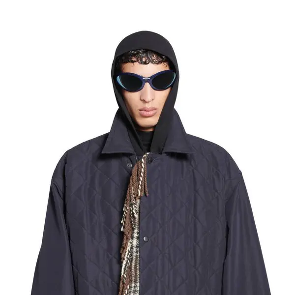 Balenciaga Layered Parka In Dark Blue