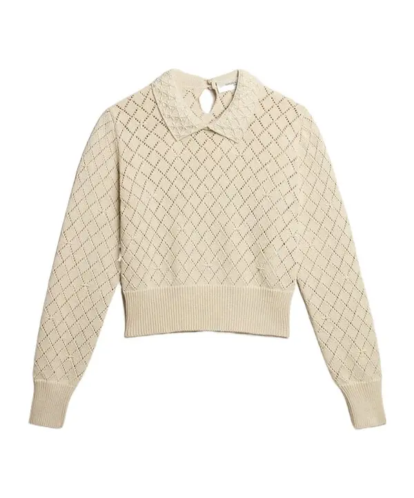 GOLDEN GOOSE Pearl Embellished Knit Top