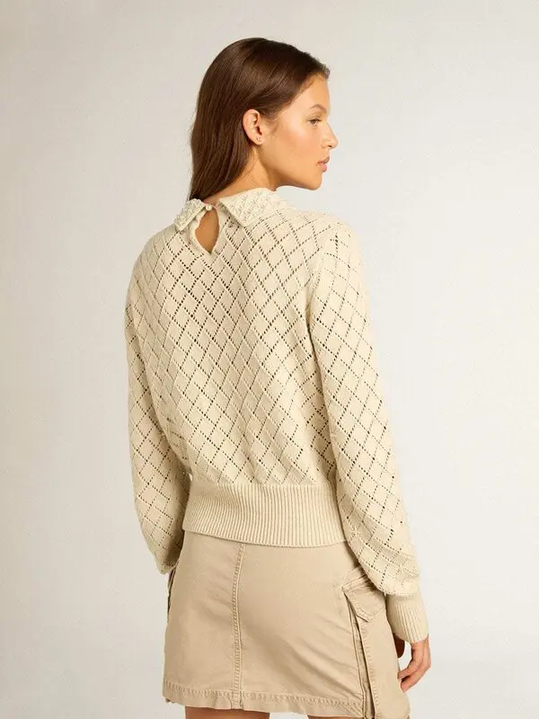 GOLDEN GOOSE Pearl Embellished Knit Top