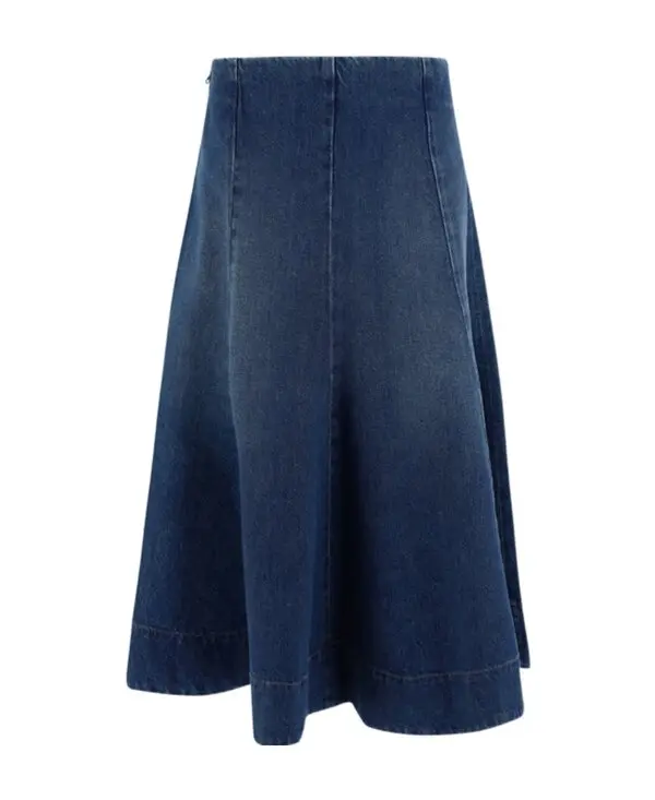 Khaite The Lennox Low-rise Denim Skirt - Blue