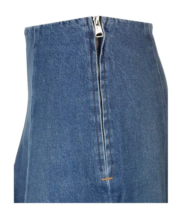 Khaite The Lennox Low-rise Denim A-line Skirt