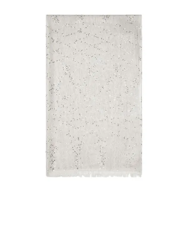 Brunello Cucinelli Glitter Embellished Frayed-edge Scarf - Light Gray