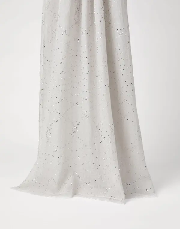 Brunello Cucinelli Glitter Embellished Frayed-edge Scarf