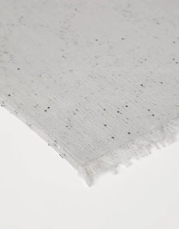 Brunello Cucinelli Glitter Embellished Frayed-edge Scarf