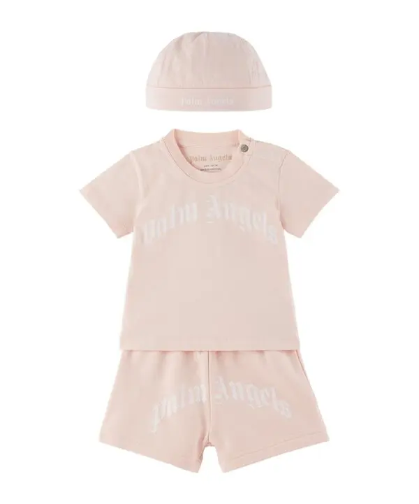 Palm Angels Logo-print Cotton Babygrow Set With Hat