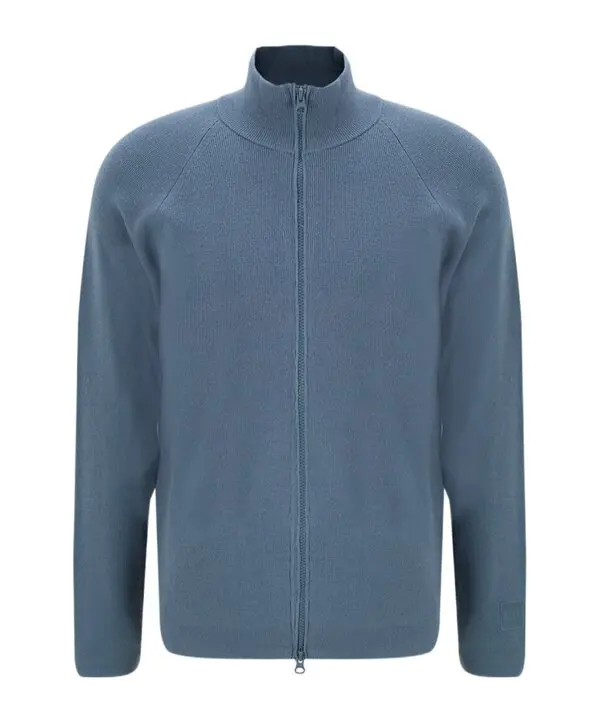 C.P. COMPANY Long-sleeved Knitwear With Zipper And Logo Badge - Blue