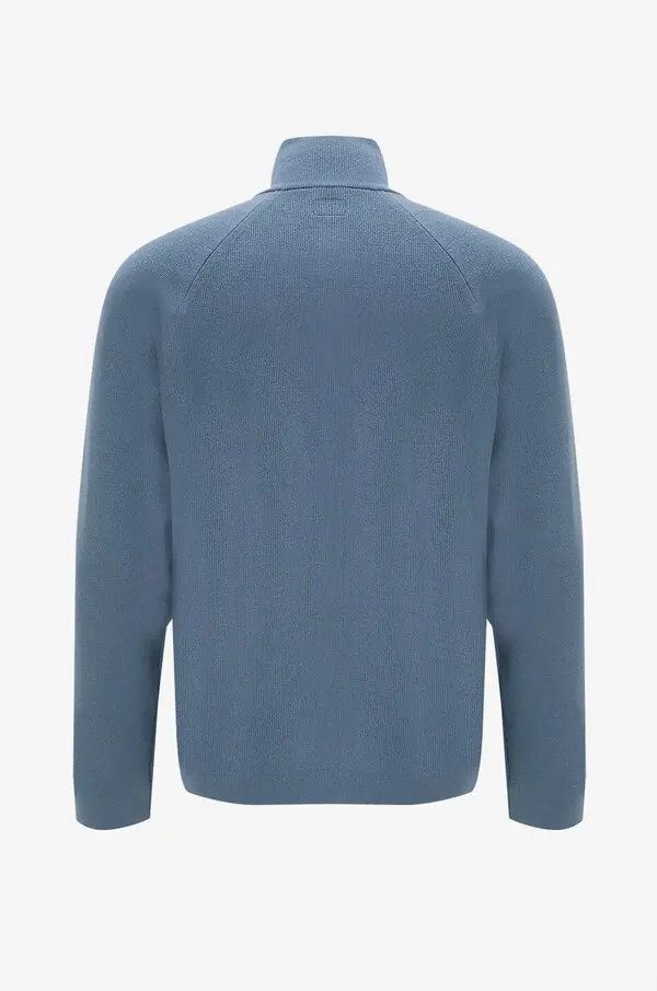 C.P. COMPANY Long-sleeved Knitwear With Zipper And Logo Badge - Blue