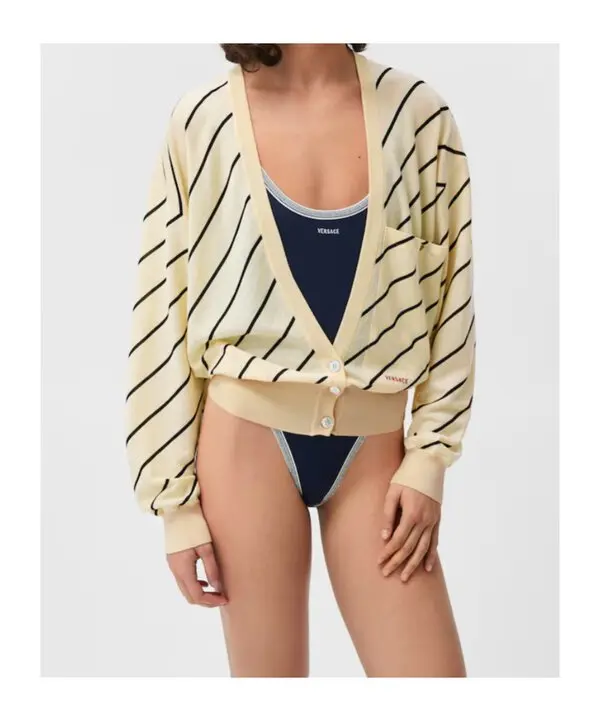 Versace Diagonal Stripe V-neck Cardigan