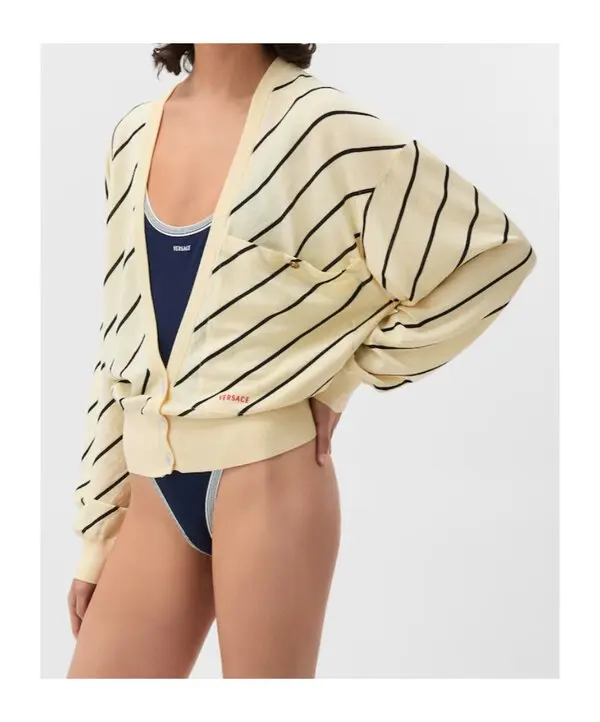 Versace Diagonal Stripe V-neck Cardigan