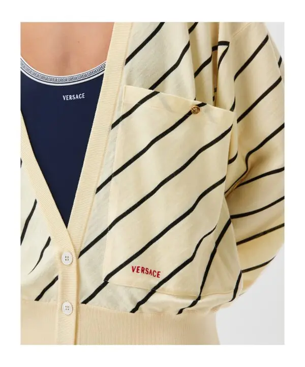 Versace Diagonal Stripe V-neck Cardigan