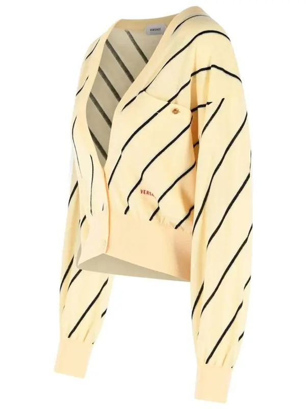 Versace Striped V-neck Cardigan