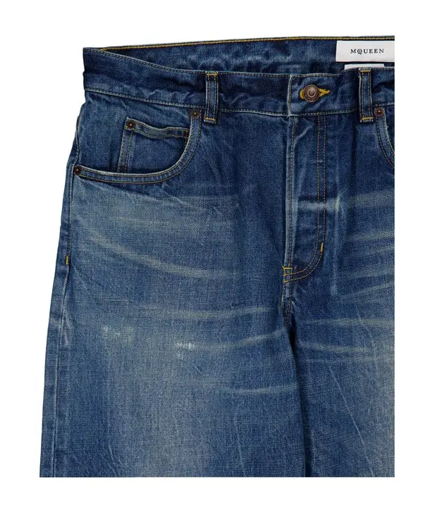 Alexander McQueen Button-fastening Faded Jeans