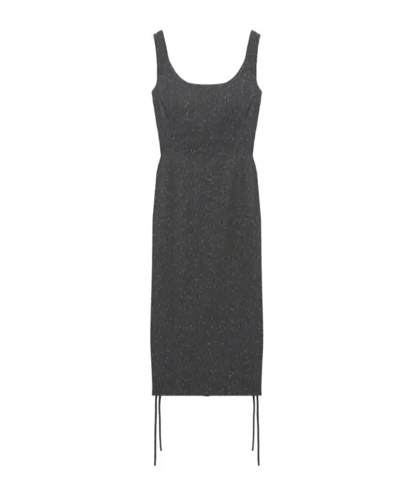 Alexander McQueen Corset Lace Flecked Pinstripe Pencil Dress - Grey