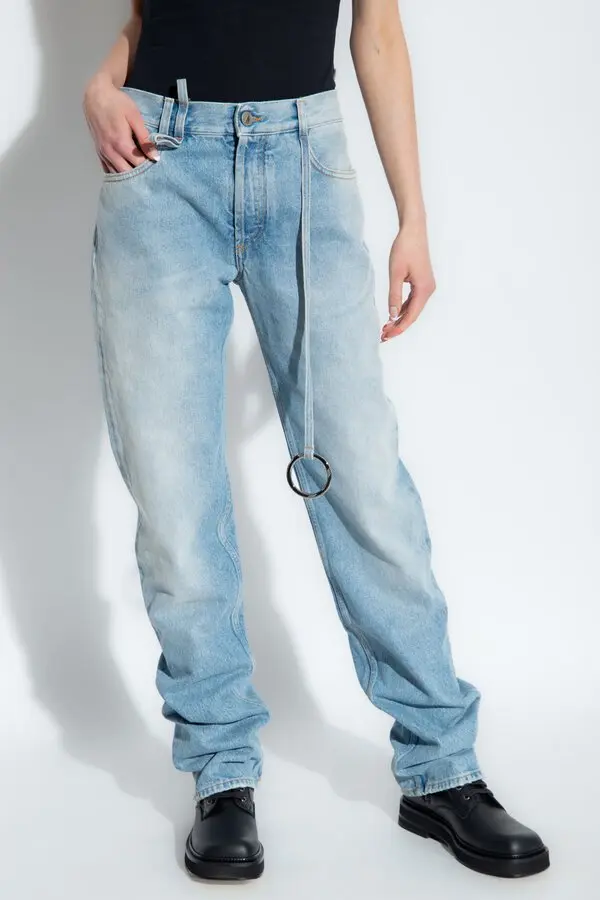 Attico The Ring Embellished Tapered Leg Jeans
