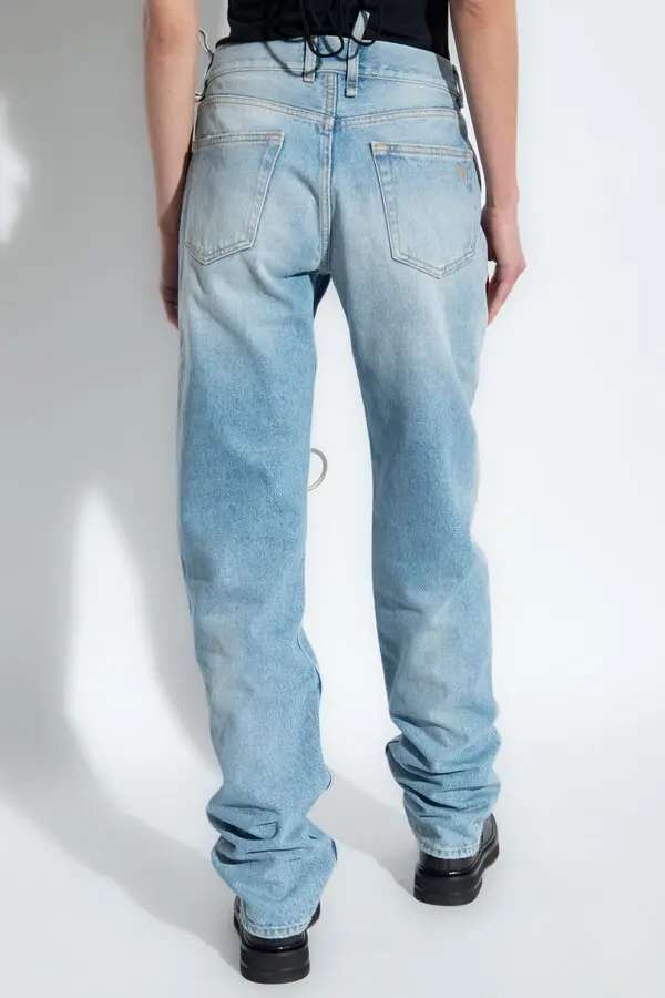 Attico The Ring Embellished Tapered Leg Jeans