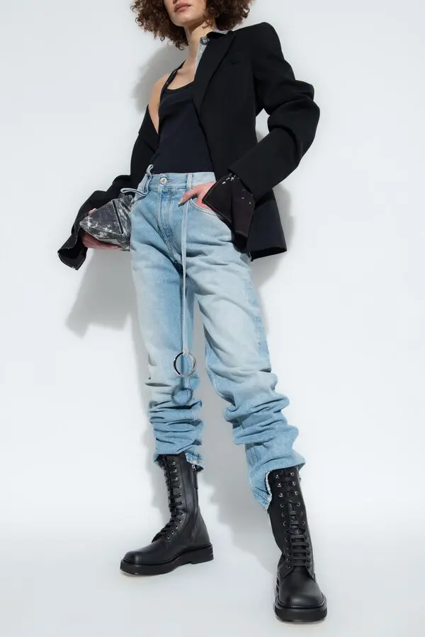 Attico The Ring Embellished Tapered Leg Jeans