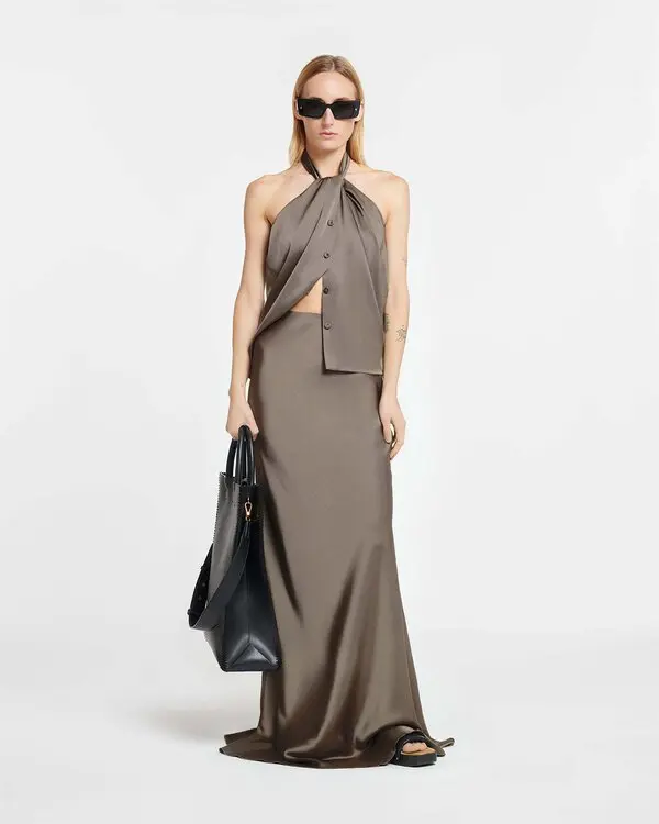 Nanushka Neline Draped Slip Satin Top