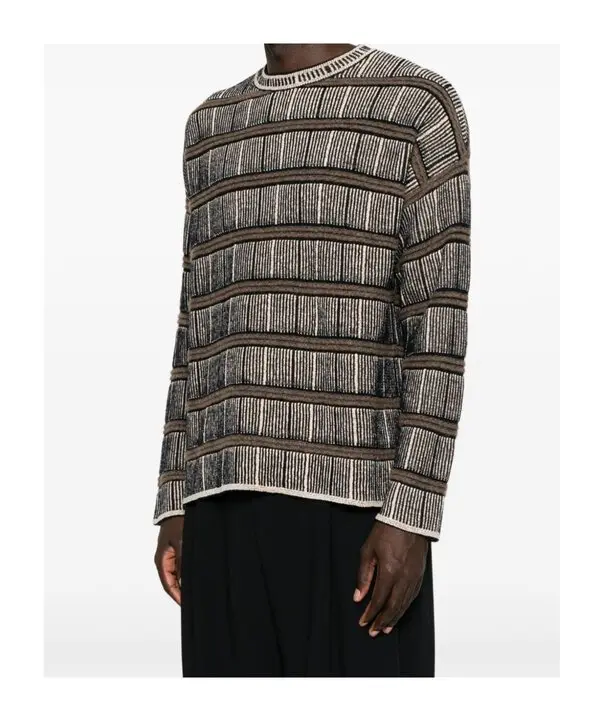 Giorgio Armani Striped Jacquard-knit Crew Neck Sweater