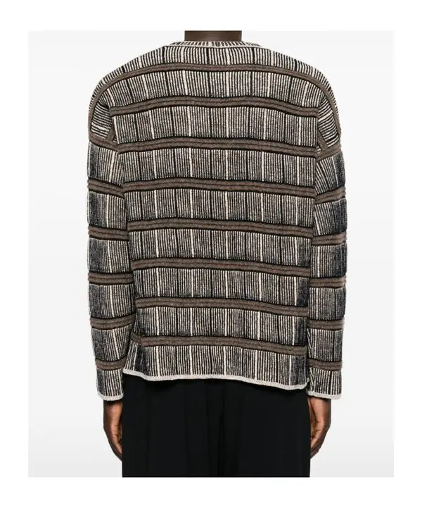 Giorgio Armani Striped Jacquard-knit Crew Neck Sweater