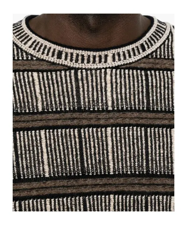 Giorgio Armani Striped Jacquard-knit Crew Neck Sweater