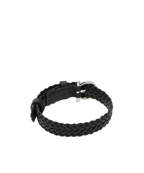 FERRAGAMO Braided Leather Bracelet With Gancini Clasp