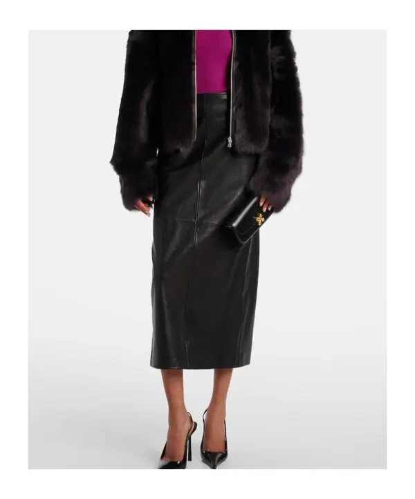 Nour Hammour Elisse Leather Pencil Skirt