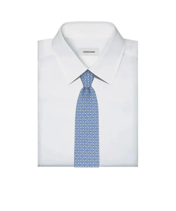 FERRAGAMO Frog Print Silk Neck Tie