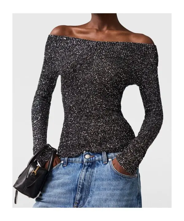 Stella McCartney Sequin Off-shoulder Jumper