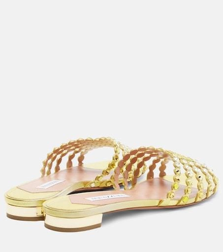 AQUAZZURA Tequila Embellished Leather Sandals