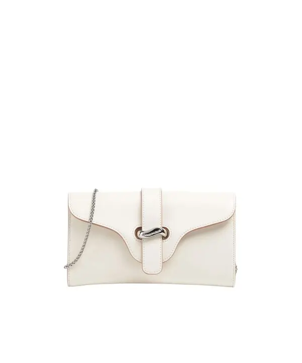 Emporio Armani Logo Engraved Strap Chain Wallet - Ivory