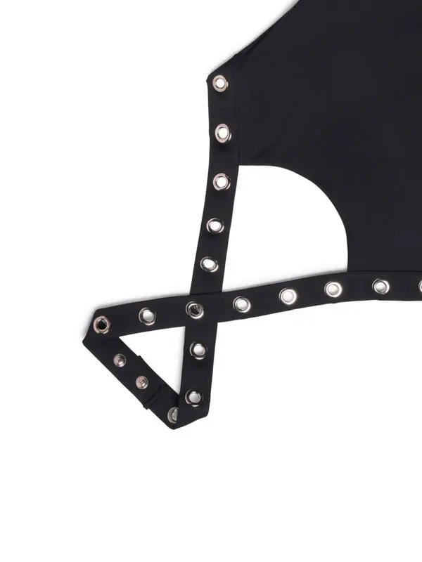 Off-White Eyelet-embellished Halterneck Swimsuit