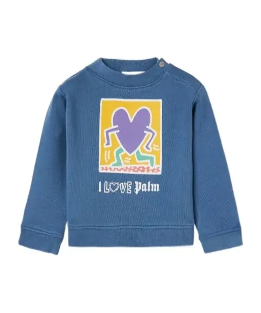 Palm Angels X Keith Haring Heart Print Cotton Sweatshirt