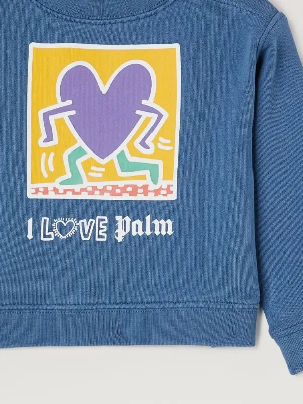 Palm Angels X Keith Haring Heart Print Cotton Sweatshirt