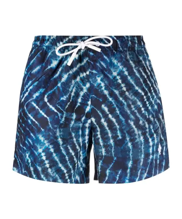 MARCELO BURLON COUNTY OF MILAN Aop Sound Waves Drawstring Swim Shorts - Blue