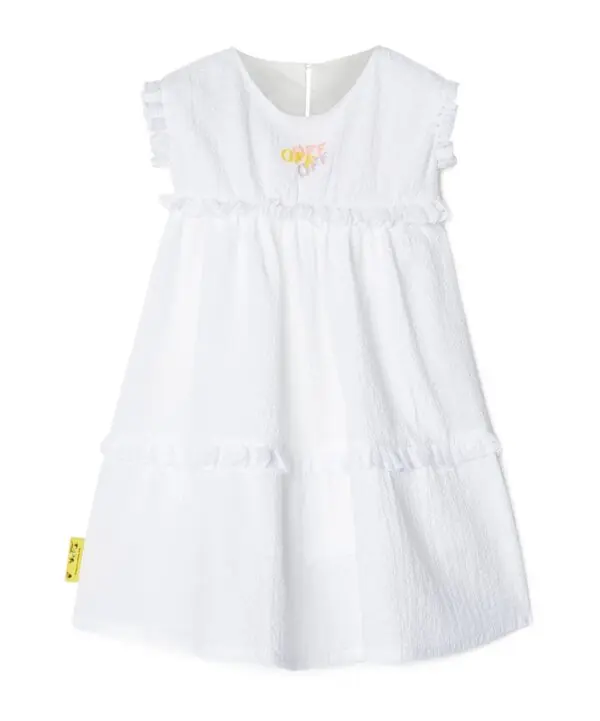 Off-White Off Stamp Ruffled Cotton Dress
