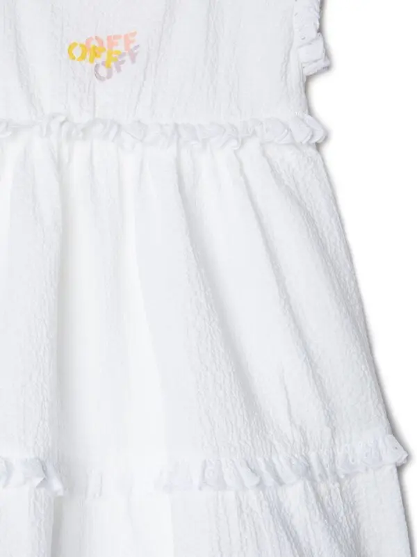Off-White Off Stamp Ruffled Cotton Dress